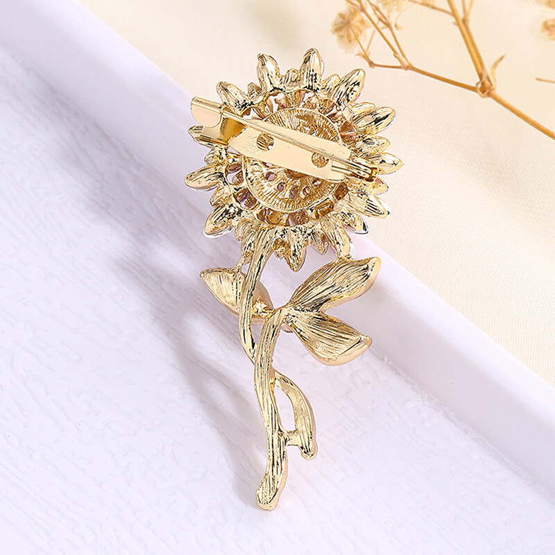 Crystal Rhinestone Sunflower Brooches For Women Wedding Banquet Party ...