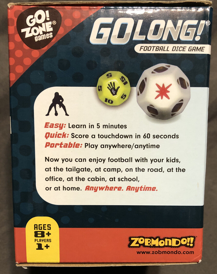 GO LONG Football Dice Game Zobmondo Complete | eBay