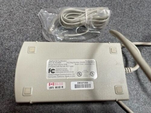 Global Village Communication Teleport 56 Fax/Modem, Model A824 w/Power ...