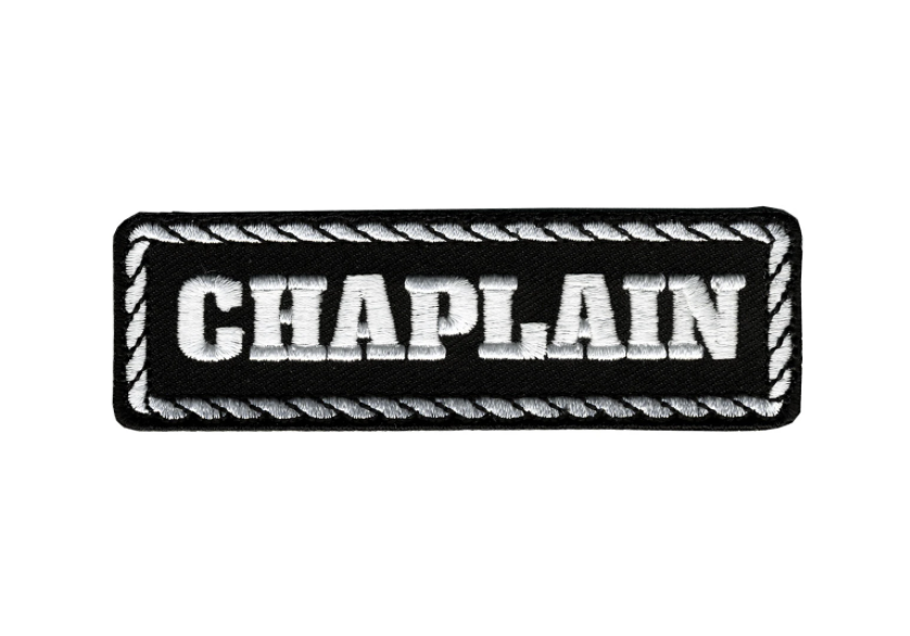 4" CHAPLAIN BLACK AND WHITE BIKER MOTORCYCLE EMBROIDERED PATCH | eBay