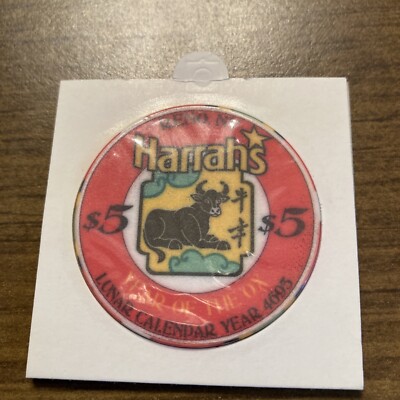 $5 harrahs Year Of The Ox reno,nevada casino chip super rare | eBay