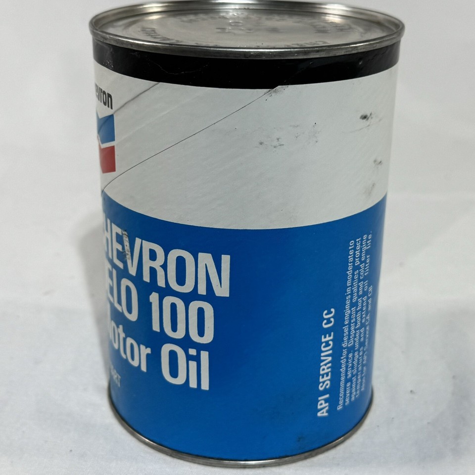 Vintage Chevron Oil Can Delo 100 Motor S.A.E. 30 Cardboard Nice, USA | eBay