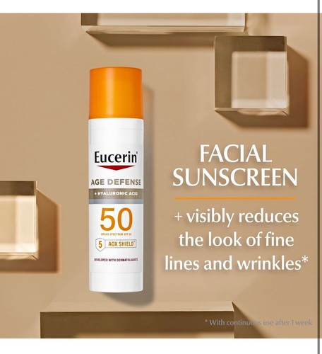 Eucerin Sun Age Defense SPF 50 Face Sunscreen Lotion, 2.5 Fl Oz Bottle ...