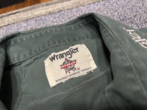 Men's Wrangler PBR Professional Bull Riding Rodeo Sponsored Green Shirt ...