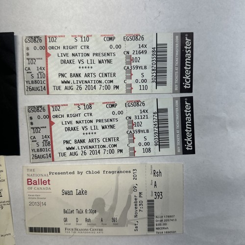 Lot of 4 Drake x Lil wayne Concert Ticket Stub and jay z 2014/2012 | eBay