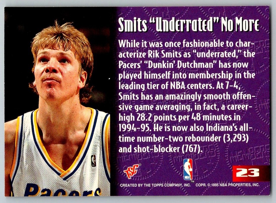 1995-96 TOPPS MEMBERS ONLY STADIUM CLUB RIK SMITS INDIANA PACERS #23 | eBay