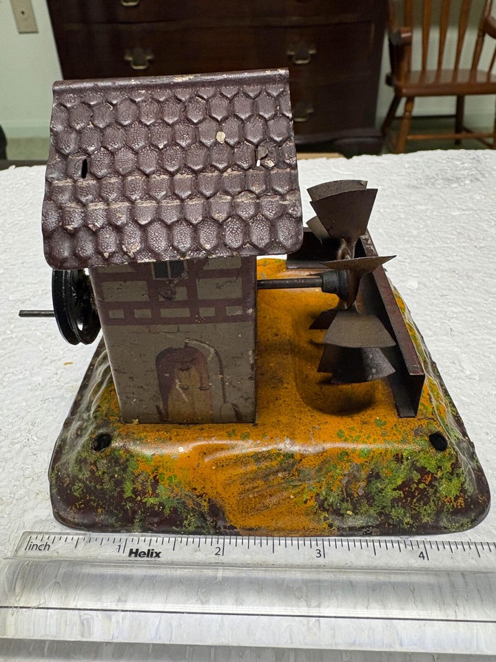 VINTAGE BING TIN LITHO LIVE STEAM ENGINE WATER WHEEL, HAMMER-MILL ...