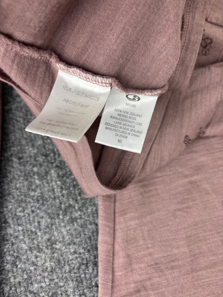Icebreaker Merino Wool Top Women's S Pink Floral Long Sleeve Base Layer ...