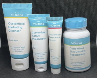 MDacne MD Acne Treatment Kit Customized Cleanser-Moisturizer-Cream ...