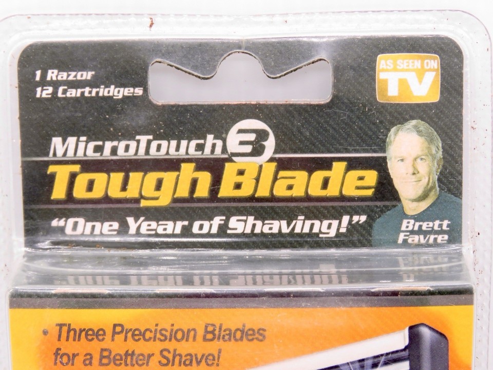 NEW MicroTouch 3 Tough Blade Razor 12 Cartridges Brett Favre razor As ...