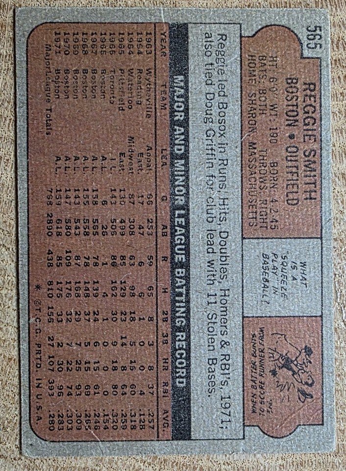⚾️🧢1972 Topps 7timeAll☆ Golden Glove Winner Reggie Smith Baseball Card ...