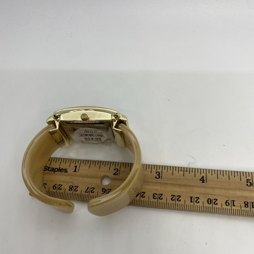 Studio Gold Tone Dial Rectangle Case Acrylic Hinge Band Watch, Works | eBay