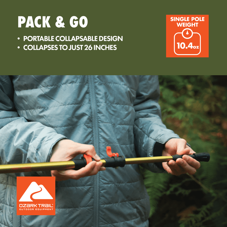 Aluminum Adjustable Quick Lock Trekking Poles with EVA Grip, 1 Hiking ...