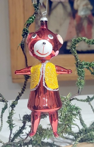 Vintage Italian LAVED Teddy Bear, with Gold Vest. Free-blown Christmas ...