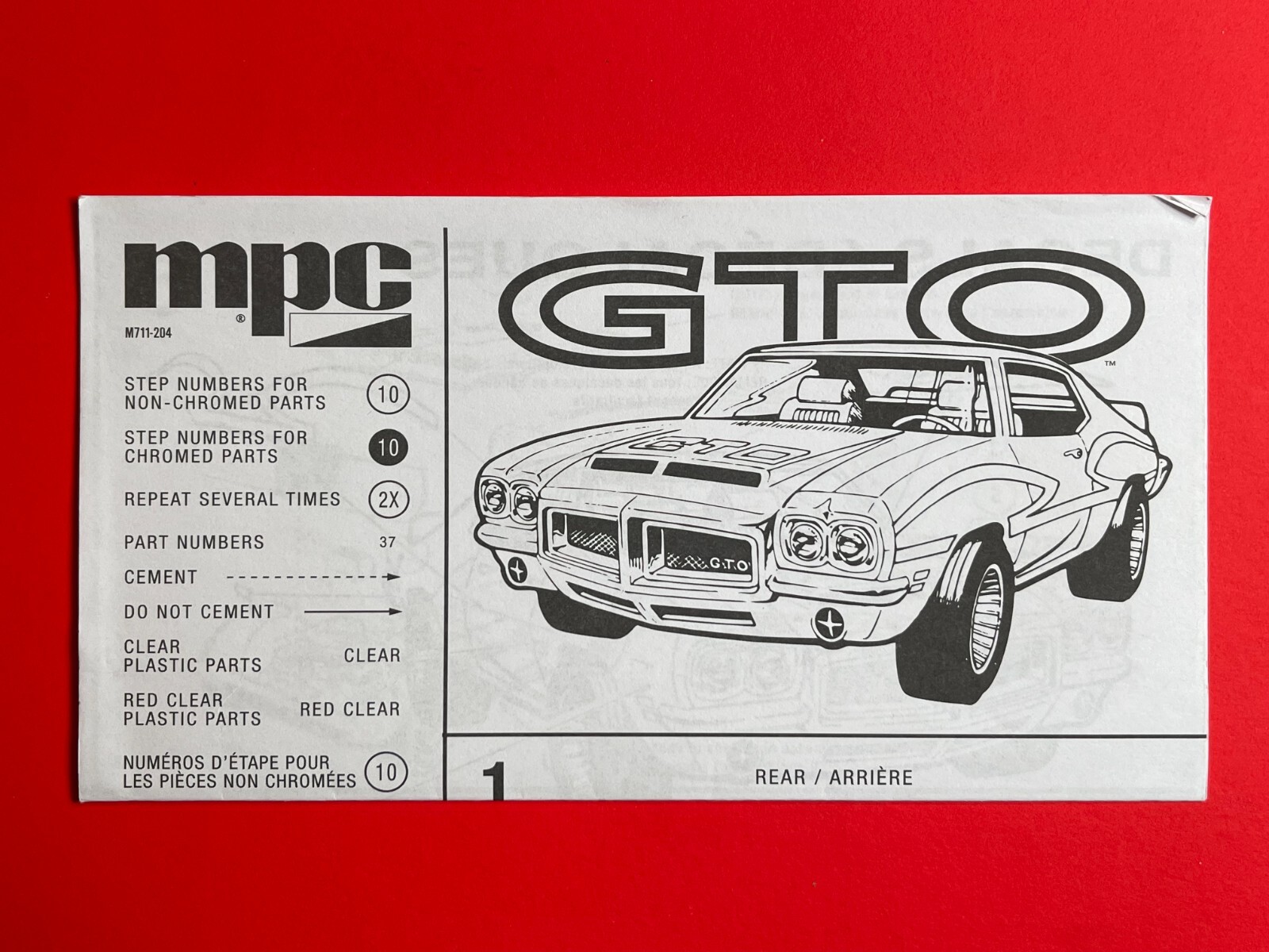 MPC - Pontiac GTO - Original Model Kit Instruction Sheet - 1/25 | eBay