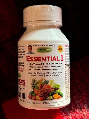 Andrew Lessman Essential 1 (10mg COQ10) & 2000 IU 60 Capsules BB date ...