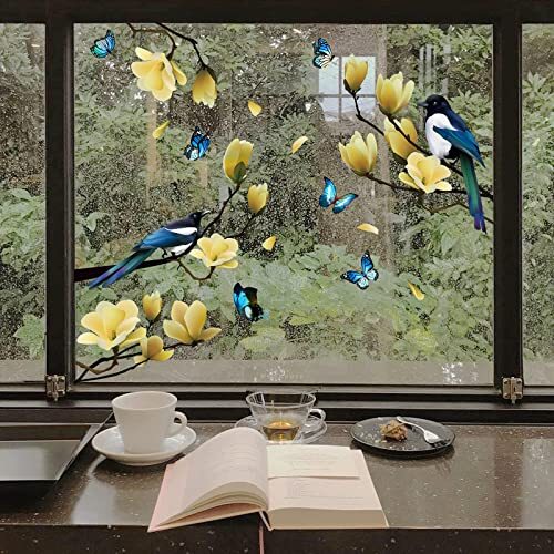 Static Window Clings Spring Flower Bird Butterfly Window Stickers ...