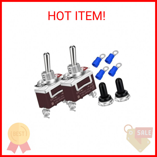 DaierTek Waterproof Toggle Switch 12V DC 30A Heavy Duty 2 Pin ON Off ...