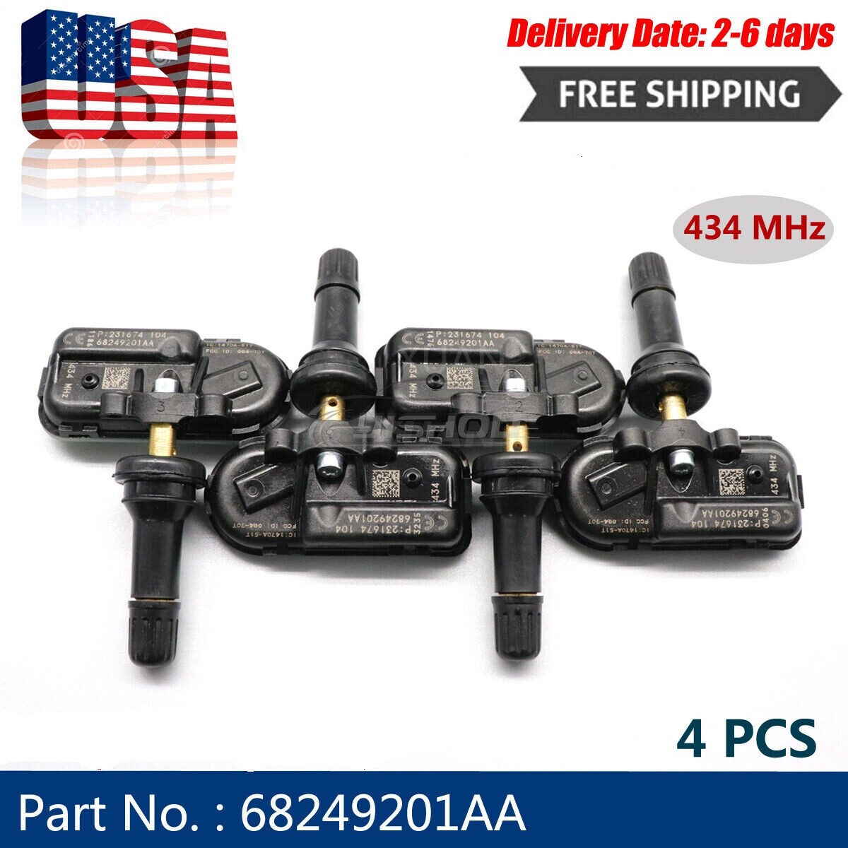 68324960AB 68249201AA 434MHz Tire Pressure Sensor TPMS For Jeep ...