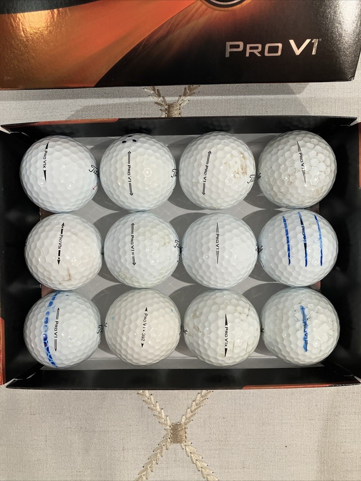 12 Used Titleist Pro V1 V1x and V1 392 Golf Balls With Pro V1 Box | eBay