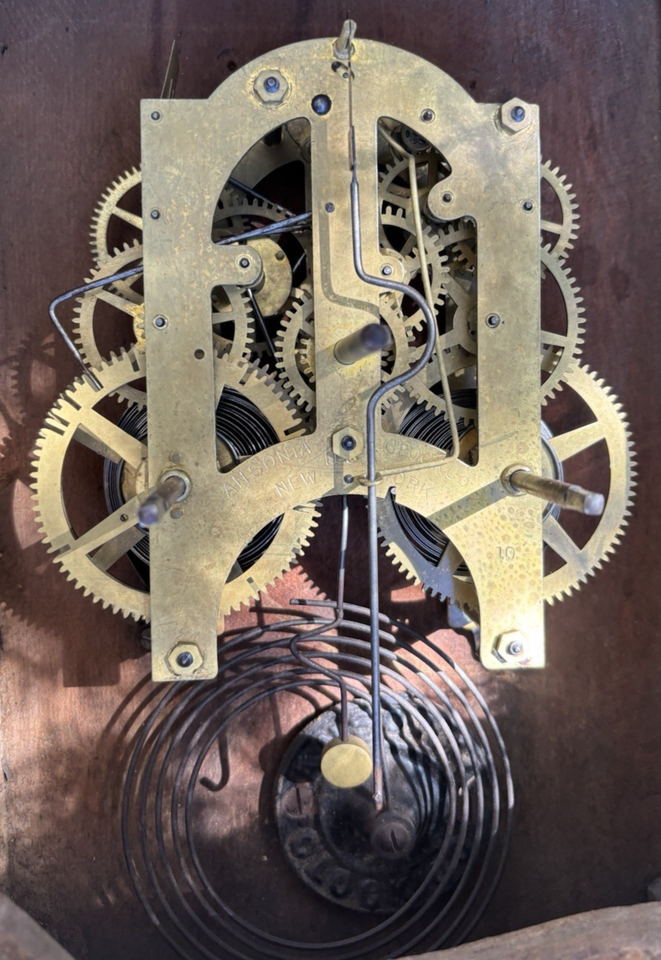 Antique C 1920 Ansonia 16" Oak Gallery Wall Clock SERVICED - SEE VIDEO - BEAUTY | eBay