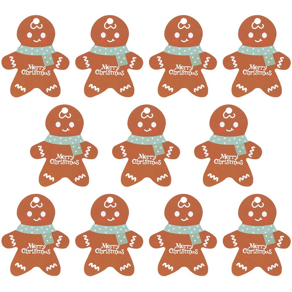 100 Pcs Gingerbread Man Hanging Decorations Tag Holiday Tags Present ...
