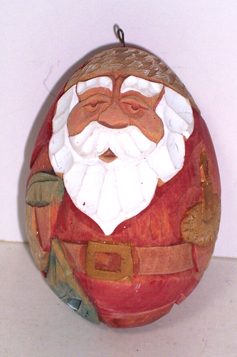 Wooden Santa Egg Carved Christmas Ornament | eBay