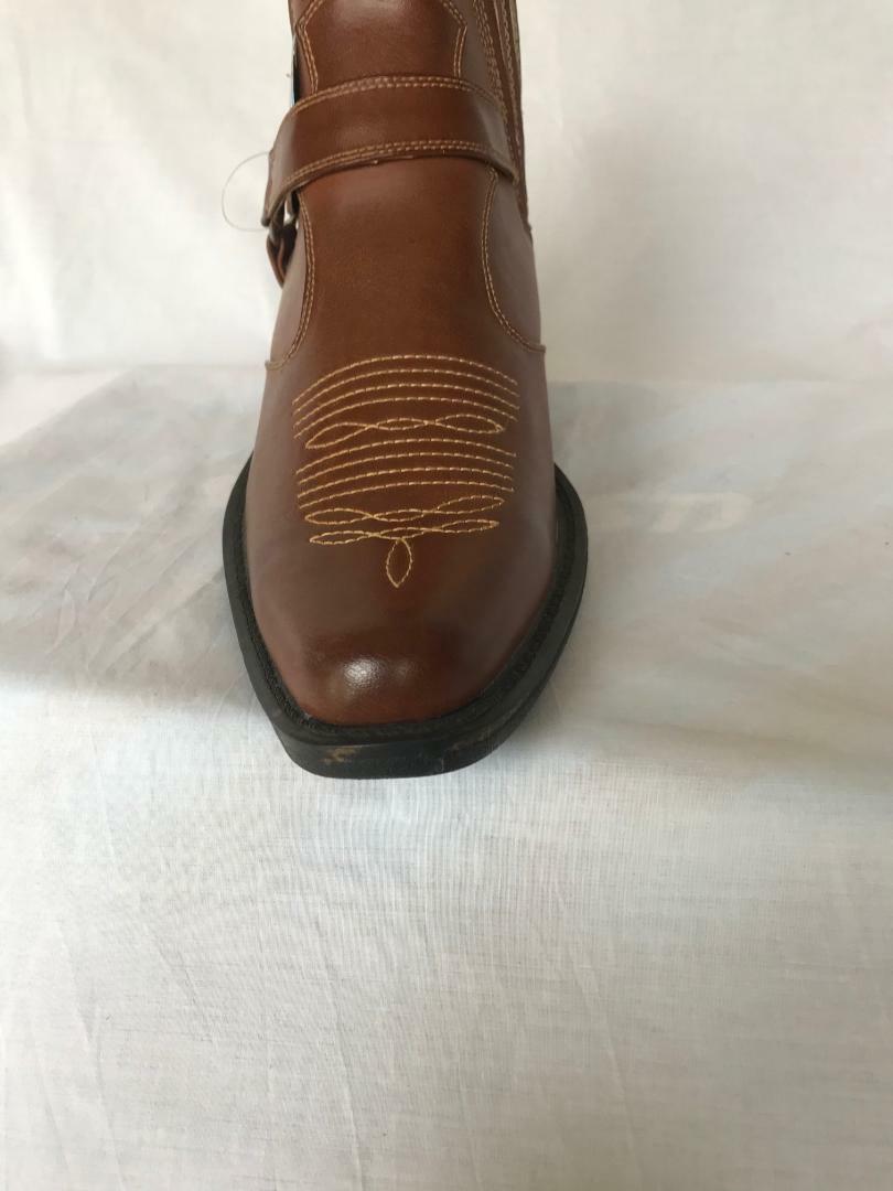 Mens Cuban Heel Ankle Western Cowboy Boots Black Tan Eastwood Chisel ...