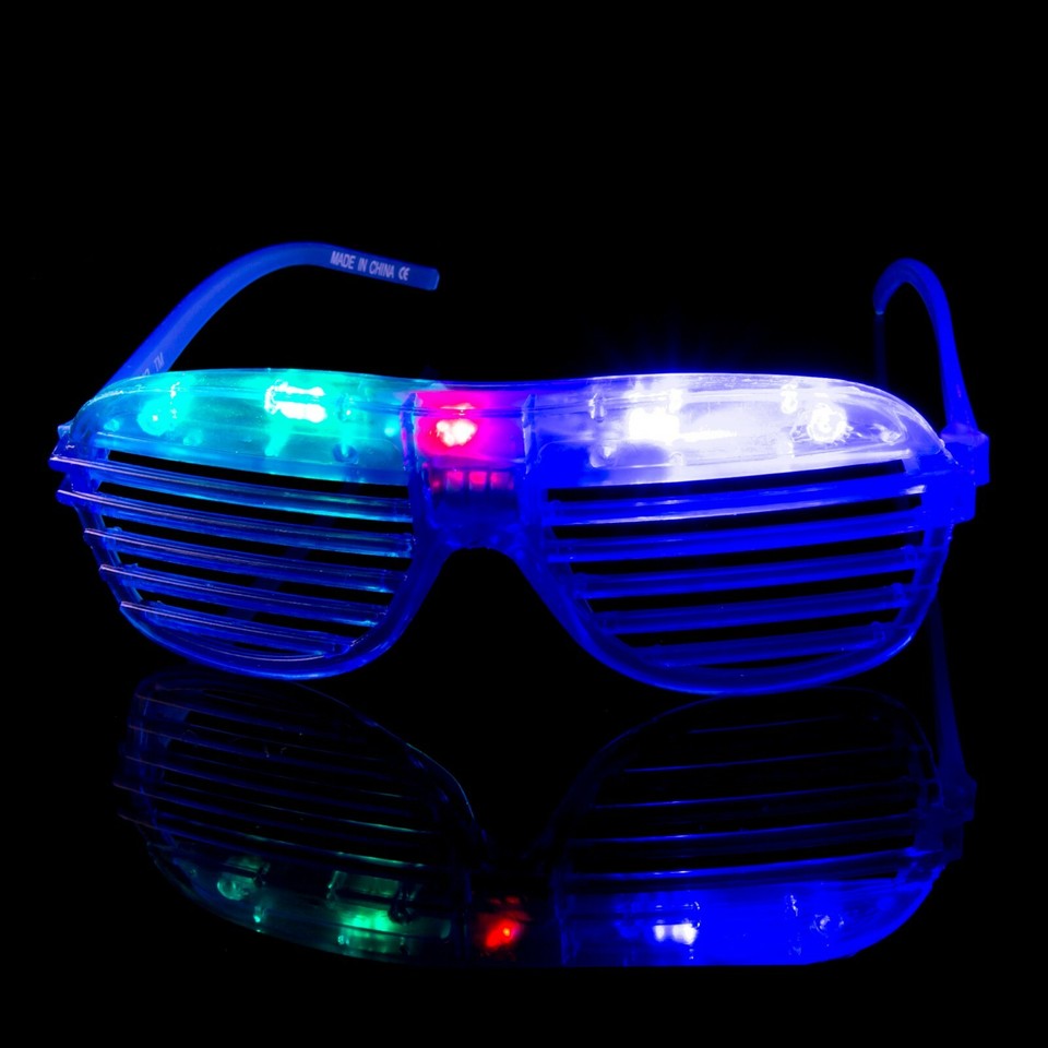 1 Red 1 Blue Flashing LED Shutter Glasses Light Up Slotted Party Glow ...