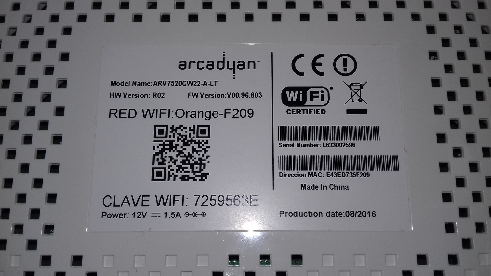 Router ADSL Ethernet Wifi Arcadyan Orange Livebox ARV7520CW22-A-LT | eBay