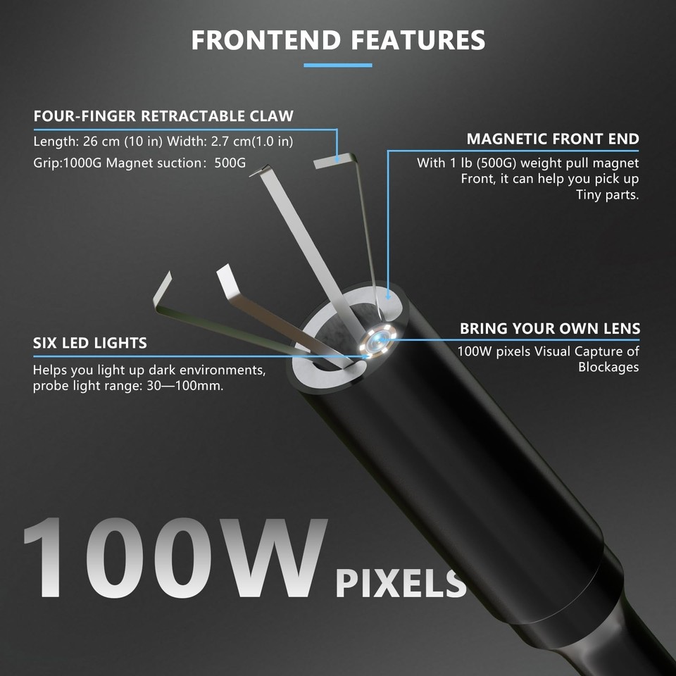 Endoscope Camera with Light,borescope with Claw and Magnetic Suction ...