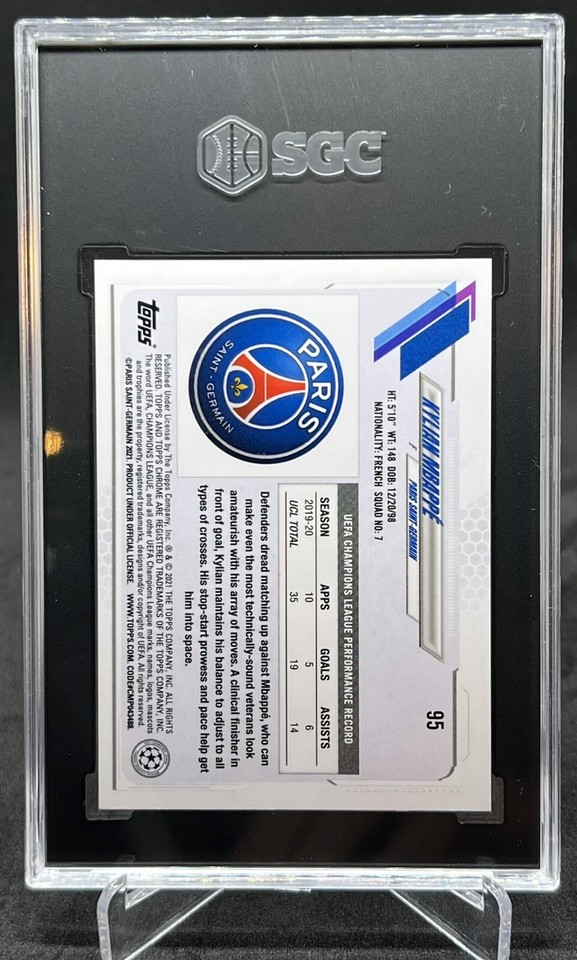 KYLIAN MBAPPE 2020-21 Topps Chrome Pink UCL Soccer Card PSG #95 Graded ...