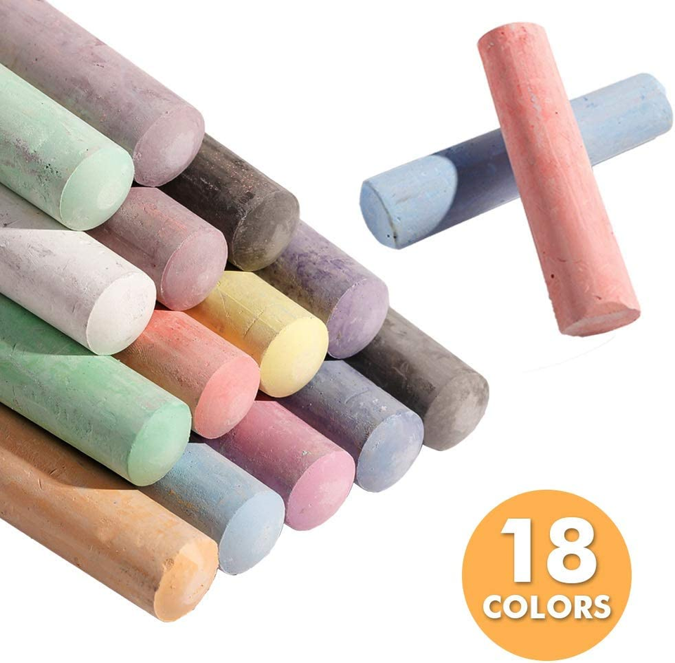 Feela Sidewalk Chalk, 144 Pack 18 Colors Sidewalk Chalk Set for Kids ...