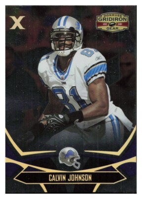 E573 CALVIN JOHNSON 2008 GRIDIRON GEAR X GOLD 76/100 #35 LIONS RARE SP ...