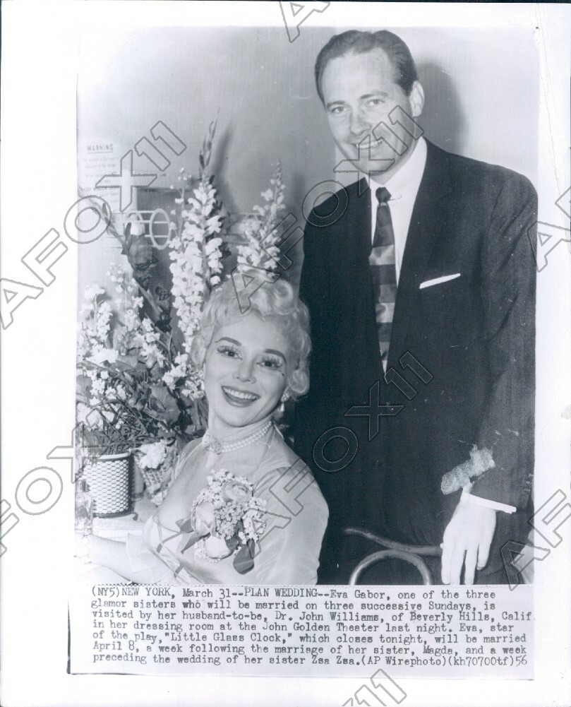 1956 Actress Eva Gabor Married Dr John Williams In Middle of Sister ...
