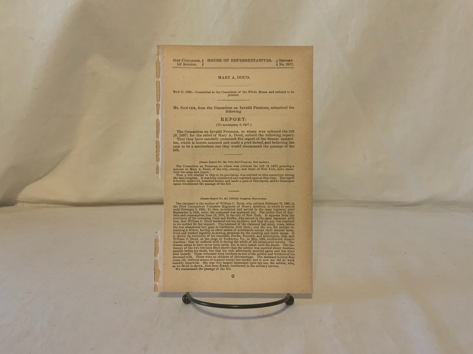 Antique 1890 Government Report William C. Doud 1st CT Vol. Reg. Heavy ...