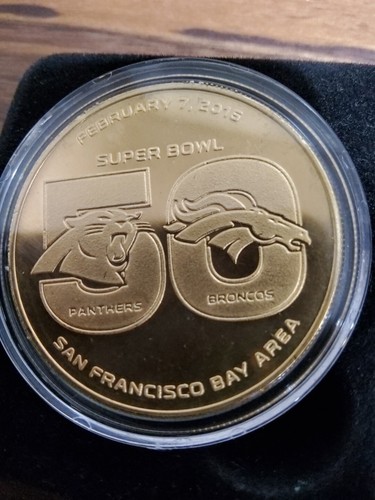 Super Bowl 50 (Broncos Panthers) Game Coin bronze Replica 10,000 Made ...