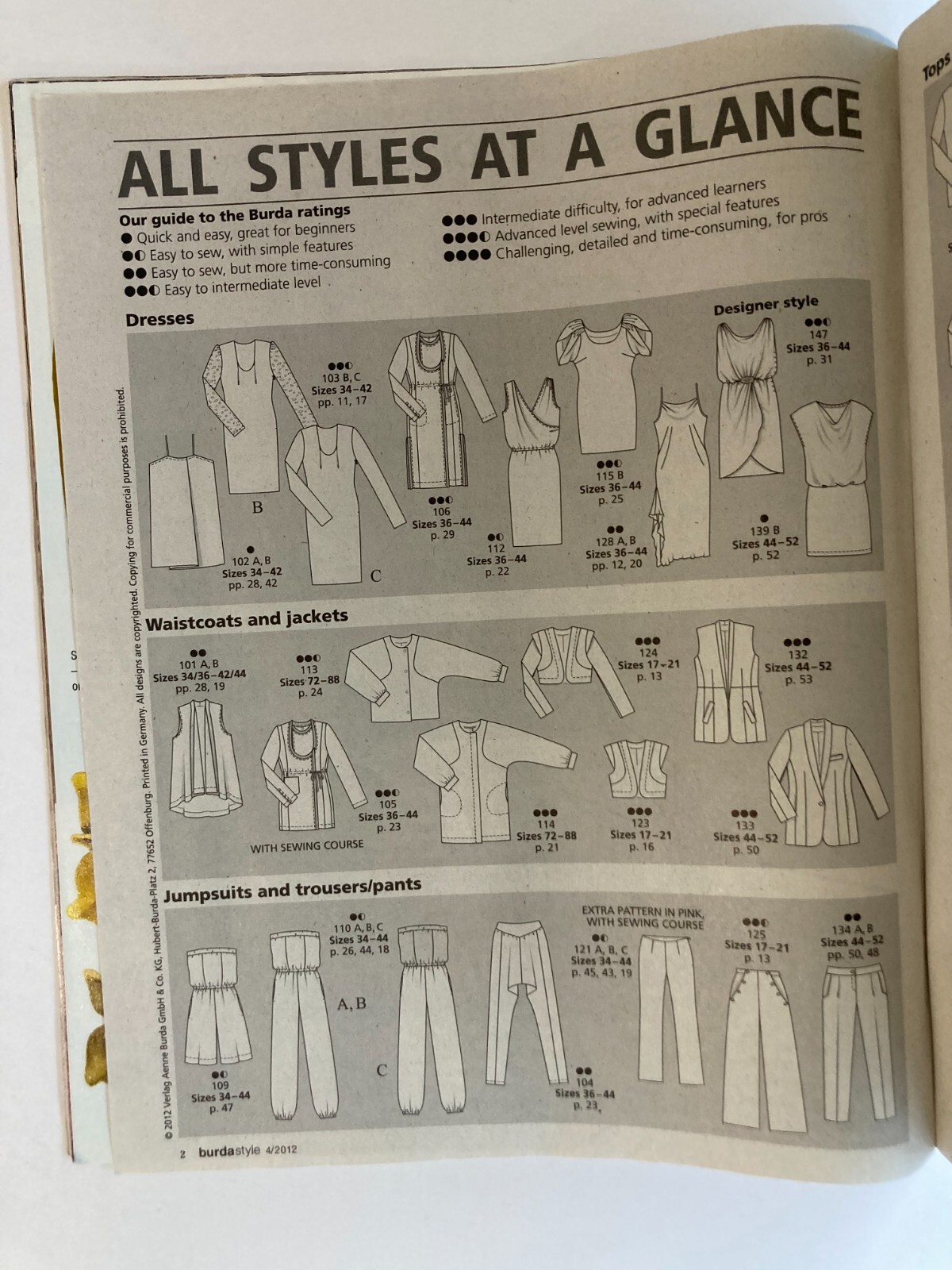 Burda Style 04/2012 sewing magazine uncut patterns fashion adult child ...
