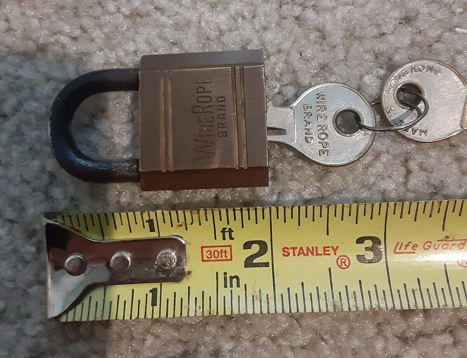 Vintage Padlock - Wire Rope Brand - Hardened - With 2 Keys | eBay