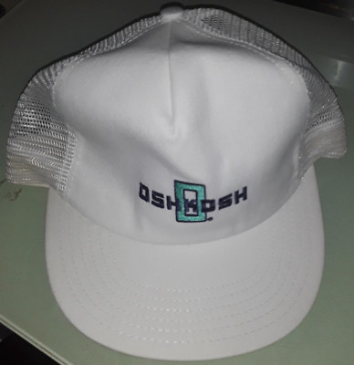 vintage p OSH KOSH OSHKOSH white trucker mesh snapback cap hat made in ...