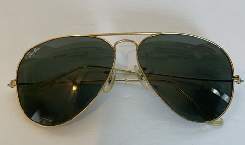 Vintage B&L Ray Ban Gold Frame Aviator Sunglasses USA etched BL 58-14 ...