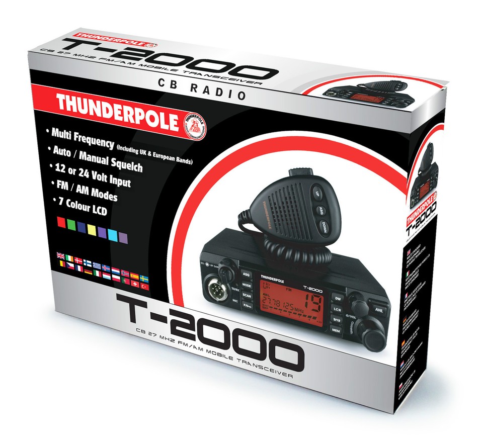 CB Radio Thunderpole T2000 27MHz 11m 12/24V UK/EU AM/FM 7 Colour LCD ...
