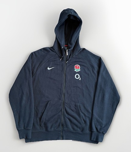 England Rugby Nike O2 Embroidered Black Full Zip Hoodie Mens Size XXL ...