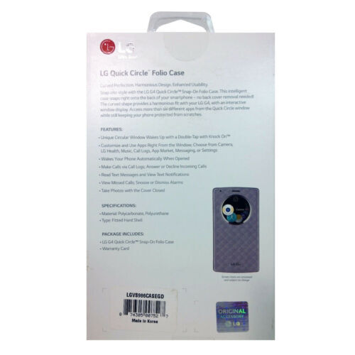 LG Quick Circle Ultra-Slim Hard Shell Battery Cover Snap On Folio Case ...