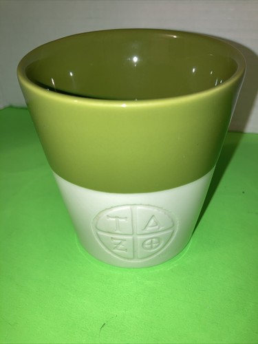 Starbucks 2011 Tazo Tea Cup No Handle Mug White & Green slant Bone ...