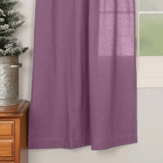 2 Piece Window Curtains Drapes Solid Voile Cotton Window Treatment ...