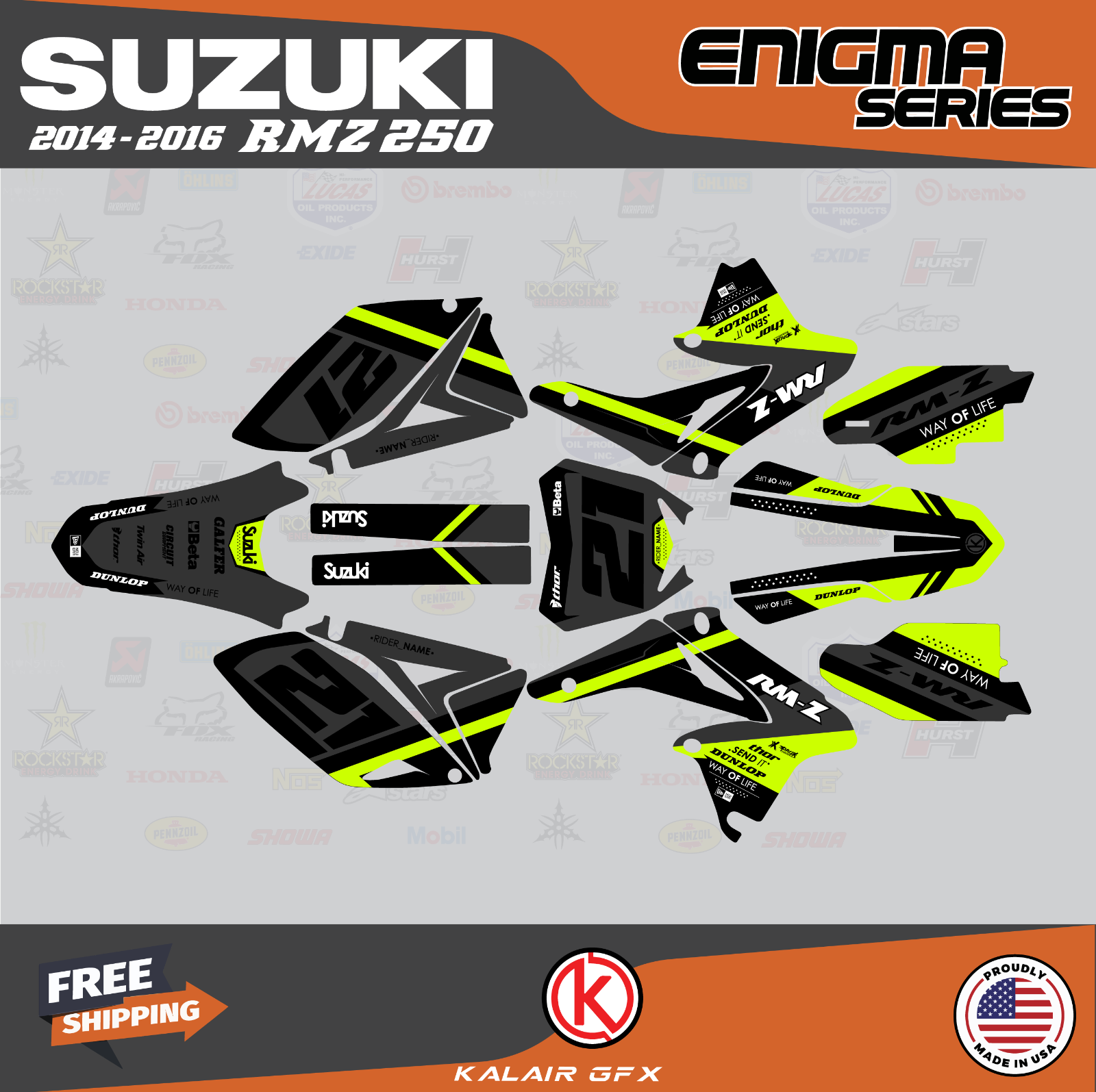 Graphics Decal Kit For Suzuki RMZ250 RMZ 250 2014 2015 2016 ENIGMA ...