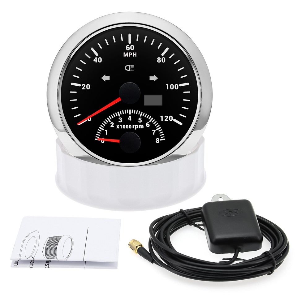85mm GPS Speedometer 0-120MPH with Tachometer 0-8000RPM 4 in 1 Gauge ...