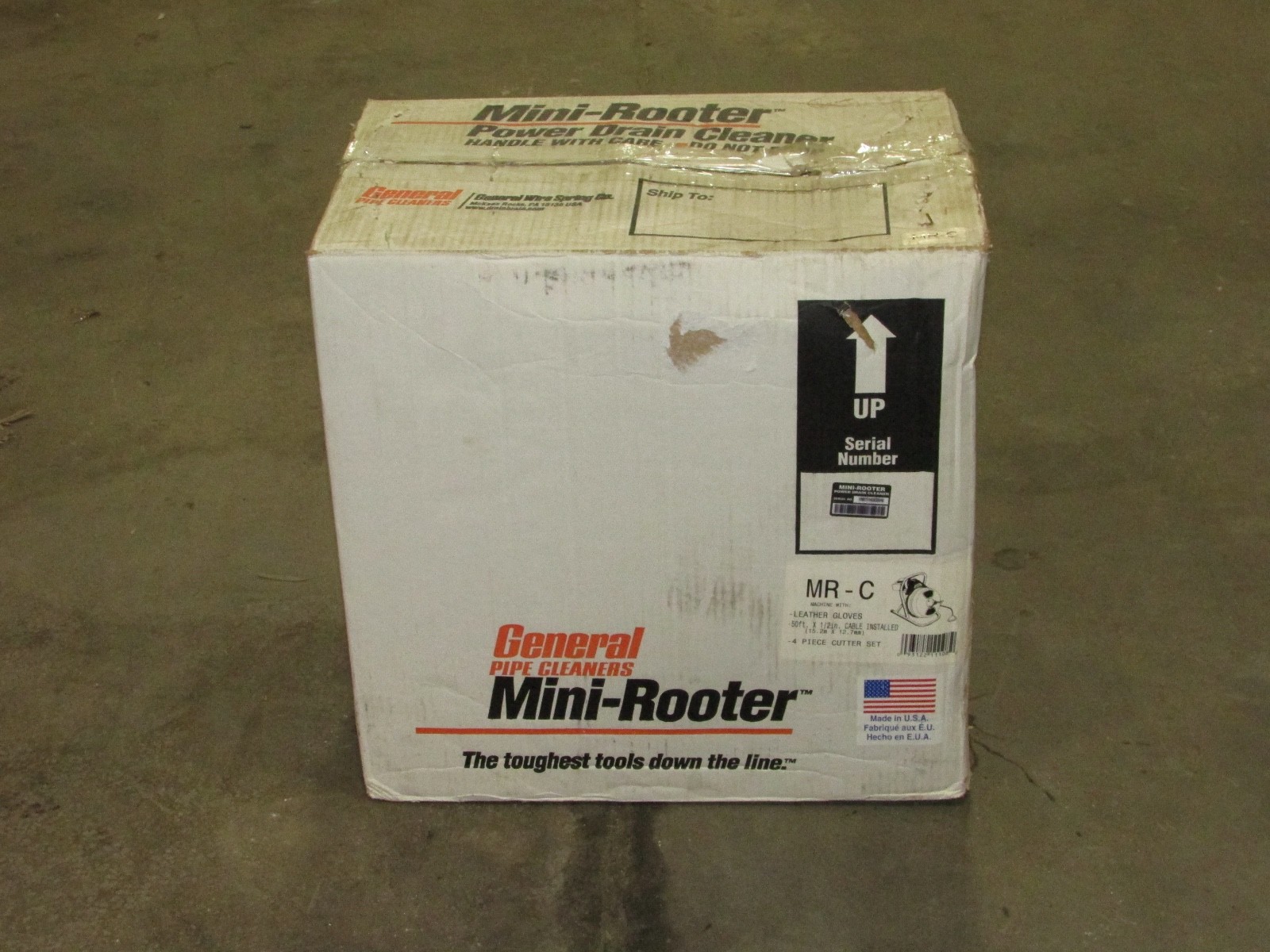 NEW! GENERAL PIPE CLEANERS MINI-ROOTER, MR-C, 50' x 1/2" CABLE ...