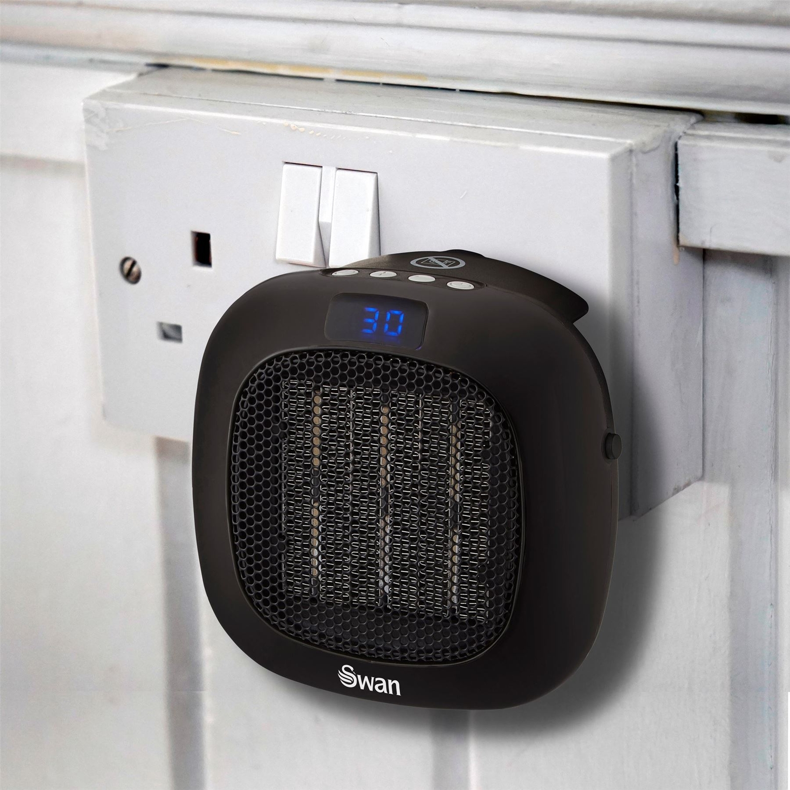 Swan Plug-In Fan Heater with 12 Hour Timer, LED Display SH27010N in ...